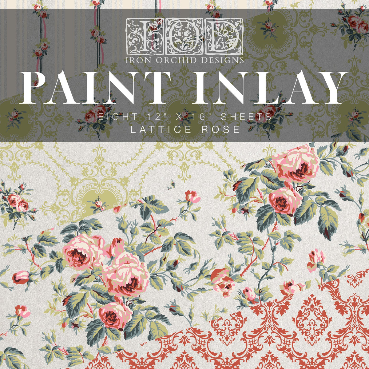 IOD Lattice Rose Paint Inlay by Iron Orchid Designs @ The Painted Heirloom